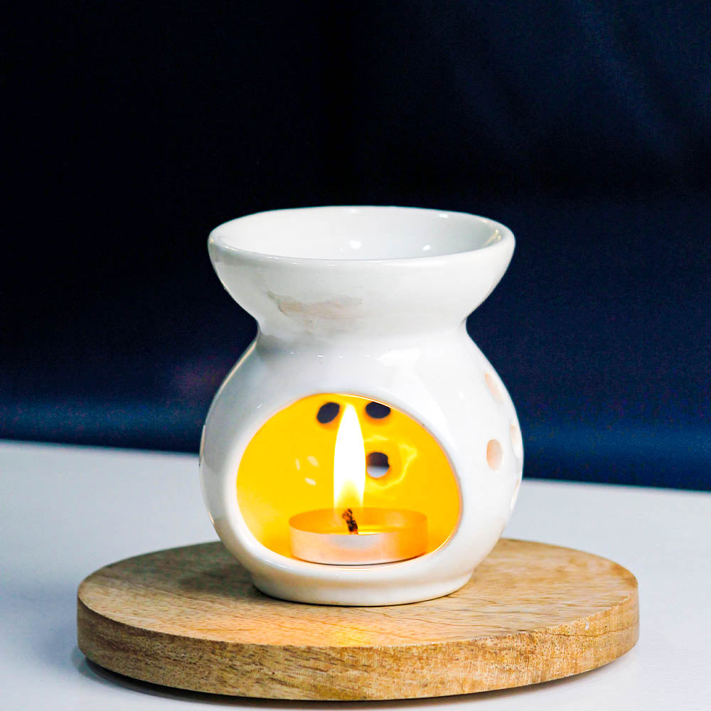 White Oval Ceramic Oil Diffuser Fragrance Humidifier – The Earth Store