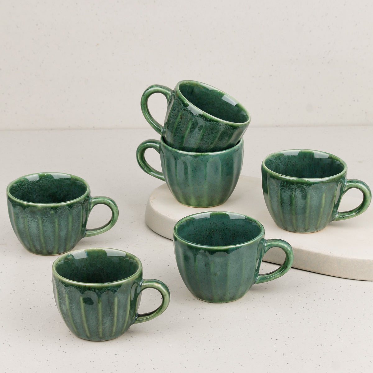 Green Frosted Tea Cup Set of 6, 150 ML | Set Of Cups For Tea – The ...