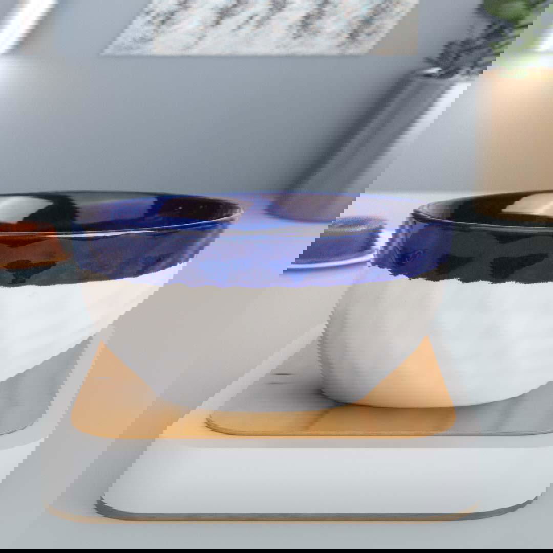 Studio Pottery Dual Tone White Blue Ceramic Snack Bowls Set Of 2 – The ...